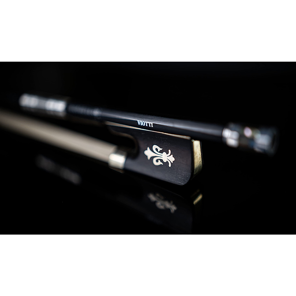 Viotti Carbon Fiber Viola Bow, Hand Crafted by Professional Bow Makers, Strong, Stiff & Well Balanced, Made with Mongolian Horse Hair, for Violist of All Skill Levels (Fleur de lis)