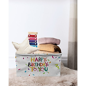 Happy Birthday to YOU Waterproof Fabric Storage Basket for Organizing Bedroom Bathroom Laundry Room Collapsible Storage Bins Birthday Party Gifts Decorative Shelf Basket for Gifts Empty