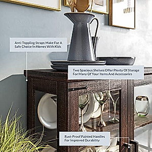 BELLEZE Storage Cabinet with Shelves and Glass Doors Display Pantry Organizer 3 Tiers Curio Hutch for Entryway Living Room Hallway Kitchen - Ashford (Espresso)