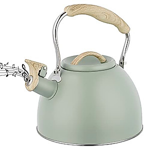 Tea Kettle, 2.7 Quart / 3 L Tea Kettle for Stovetop, Food Grade Stainless Steel Teapot, Whistling Tea Kettle with Wood Pattern Handle, Whistling Teapot Suitable for All Heat Sources