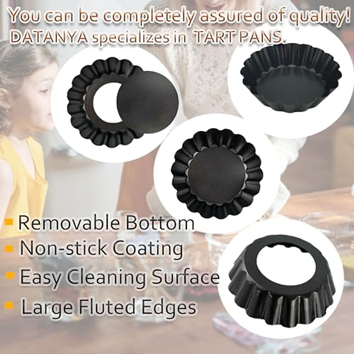 24Packs Egg Tart Molds Mini Tart Pans 3 Inch with Removable Botttom, Carbon Steel Fluted Muffin Cupcake Tin Mold Pan Round Nonstick 3'' Tart Pans for Pies, Quiches, Mousse Cakes, Dessert Baking