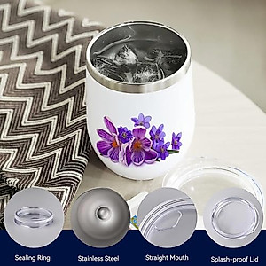 silichee 12 Oz Stainless Steel Wine Tumbler with Lid and on White Background Hepatica Liverleaf or Liverwort a Insulated Tumblers Vacuum Coffee Mugs for Hot and Cold Coffee,Wine,Drinks