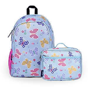 Wildkin 15 Inch Kids Backpack Bundle with Lunch Box Bag (Butterfly Garden)