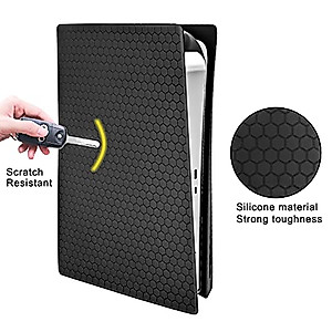 DOB SECHS Silicone PS5 Cover for PlayStation 5 Disc Edition Console, Anti-Scratch, Anti-Fall PS5 Skin Protective Cover, Waterproof, Dustproof PS5 Console Cover (Black)