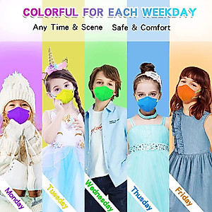 ChiSip 50Pcs KN95 Face Mask for Kids, 5-Layers Breathable KN95 Masks with Cartoon Pattern for Children Boys Girls, Multicolored Safety Masks