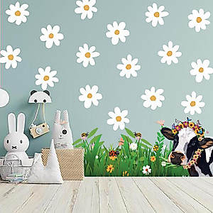 16 PCS Big Daisy Wall Decals Peel and Stick White Daisy Stickers Flower Wall Stickers Cute Floral Wall Decals for Girls Kids Nursery Bedroom Living Room Playroom Classroom Home Wall Art Decor