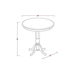 East West Furniture JAVN5-WHI-W 5 Piece Counter Height Dining Set Includes a Round Dining Table with Pedestal and 4 Kitchen Chairs, 36x36 Inch, Buttermilk & Cherry