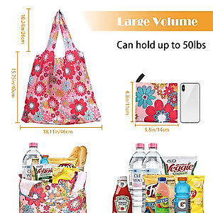 FulSurgus 6 Pack Reusable Foldable Grocery Shopping Bags, Machine Washable Groceries Bags Sturdy Lightweight Nylon Bags