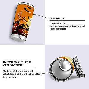 Jihqo Halloween Pumpkins Tumbler with Lid and Straw, Insulated Stainless Steel Tumbler Cup, Double Walled Travel Coffee Mug Thermal Vacuum Cups for Hot & Cold Drinks 12oz