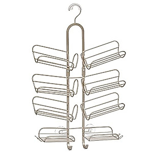 mDesign Hanging Metal Shower Caddy - Bottle Organizer Shelf with Hooks for Shower, Bath - Hanging Shower Caddy Rack for Shampoo, Conditioner - Shower Hanging Organizer - Concerto Collection - Satin