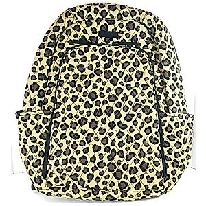 Vera Bradley Laptop Backpack (Updated Version) with Solid Color Interiors (Leopard with Black Interior)