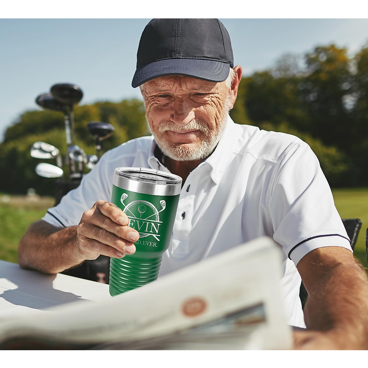 Customized Coach Tumbler 30oz with Straw, Personalized Insulated Soccer Ball Tumblers with Custom Engraved Basketball, Tennis, Football Coach Gift (Green)