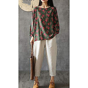 LaovanIn Women's Linen Cropped Pants Tapered Ankle Capris Trousers Elastic Waist Medium Beige