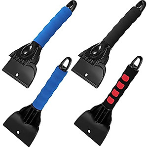 4 Pieces 10 Inch Car Ice Scrapers Frost Snow Scraper Frost Ice Removal Tools Plastic Ice Shovel Scraper with Foam Grip for Car Truck Windshield Home Window
