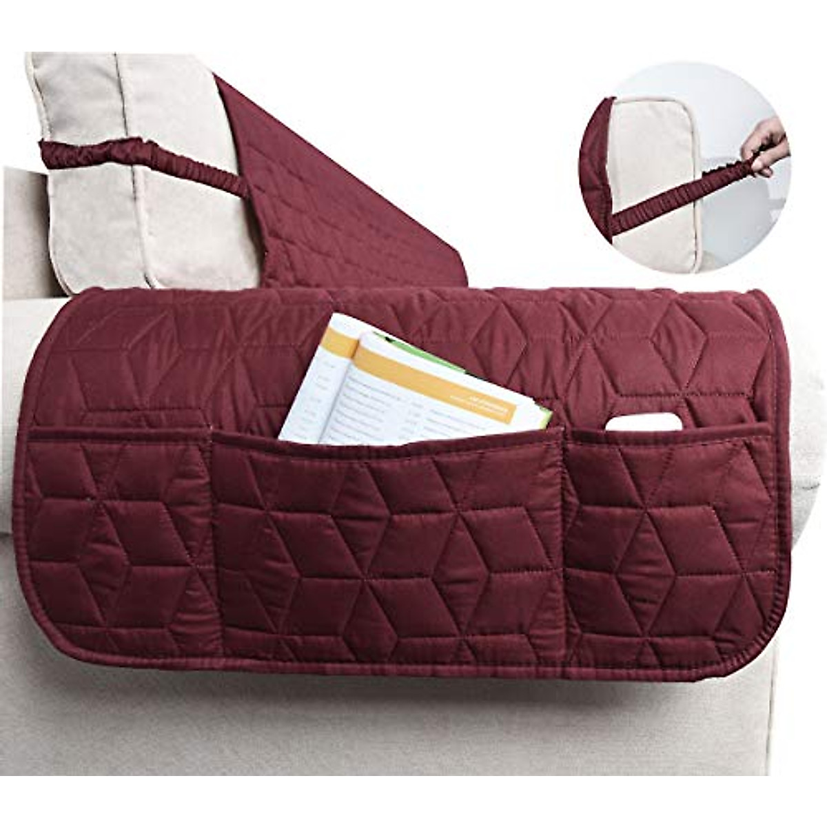 Ameritex Loveseat Cover Water-Resistant Quilted Furniture Protector with Back Nonslip Paws Slipcover for Dogs, Kids, Pets Loveseat Slipcover Stay in Place for Leather (Burgundy, 46'')