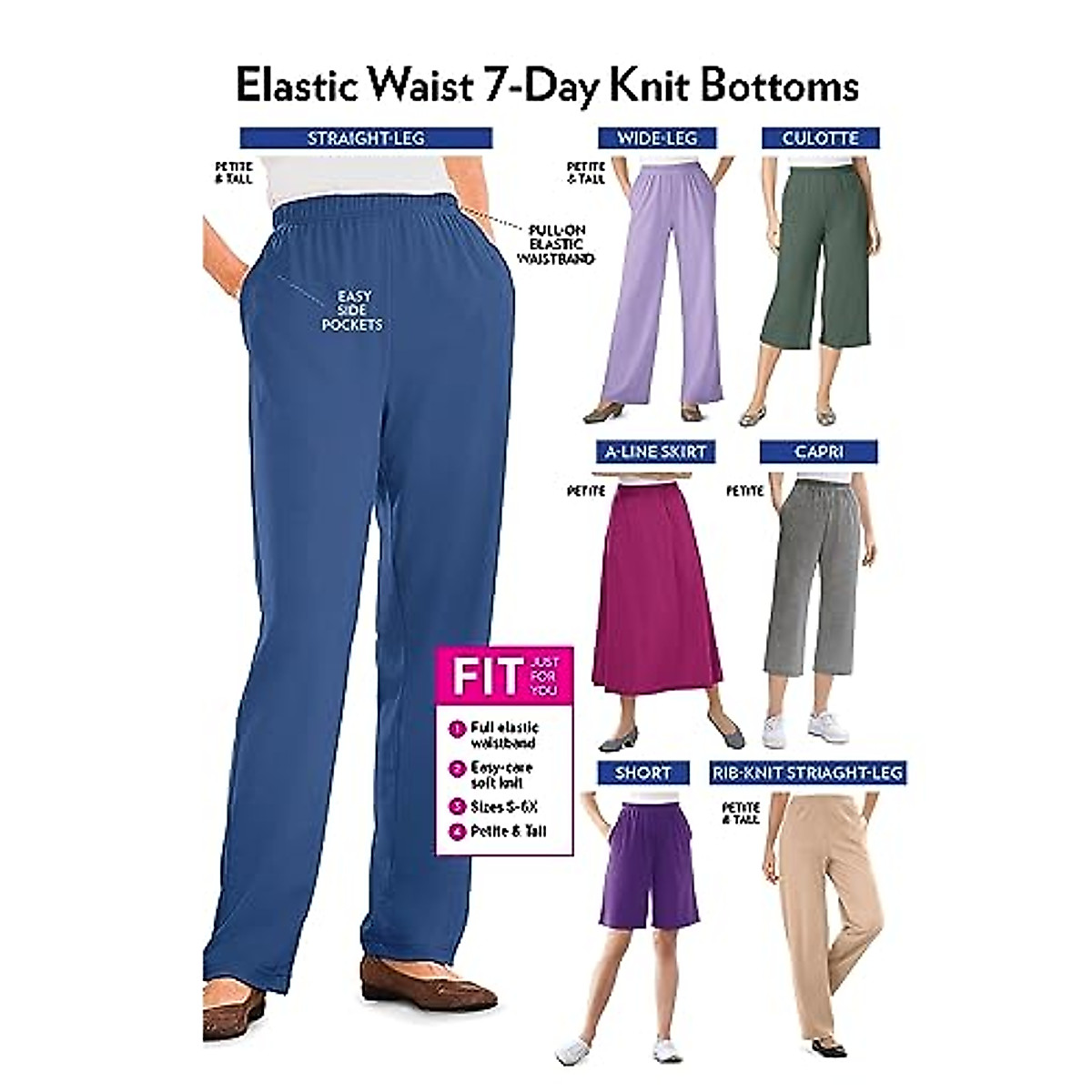 Woman Within Women's Plus Size 7-Day Knit Wide Leg Pant - L, Black