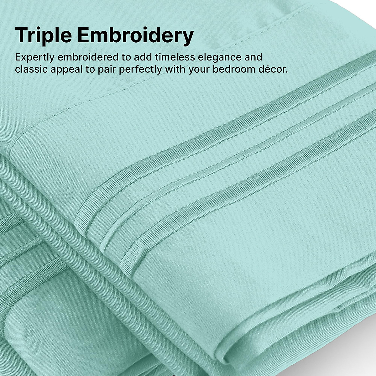 Extra Deep Twin XL Sheet Set - 4 Piece Breathable & Cooling Sheets - Hotel Luxury Bed Sheets Set - Easy Fit - Soft, Wrinkle Free & Comfy Sheets Set - Spa Blue Sheet Set w/Extra Deep Pockets