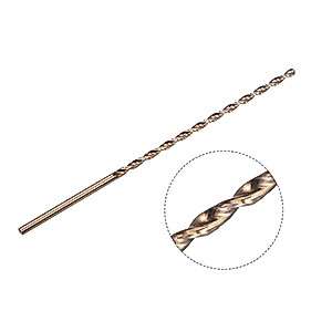 uxcell M35 High Speed Steel Parabolic Flute Drill Bit, 3mm Drilling Diameter 120mm Length, Gold Oxide Cobalt Steel Round Shank