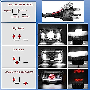 AUTOFU 4PCS 4X6 LED Headlights DRL for Chevy Pick Up Trucks C10 C20 K10 K30 K5 Blazer Suburban (1981 to 1987), Sealed Beam High Low H4651 H4642 H4652 H4656 H4666 H4668 H6545 Conversion Kit