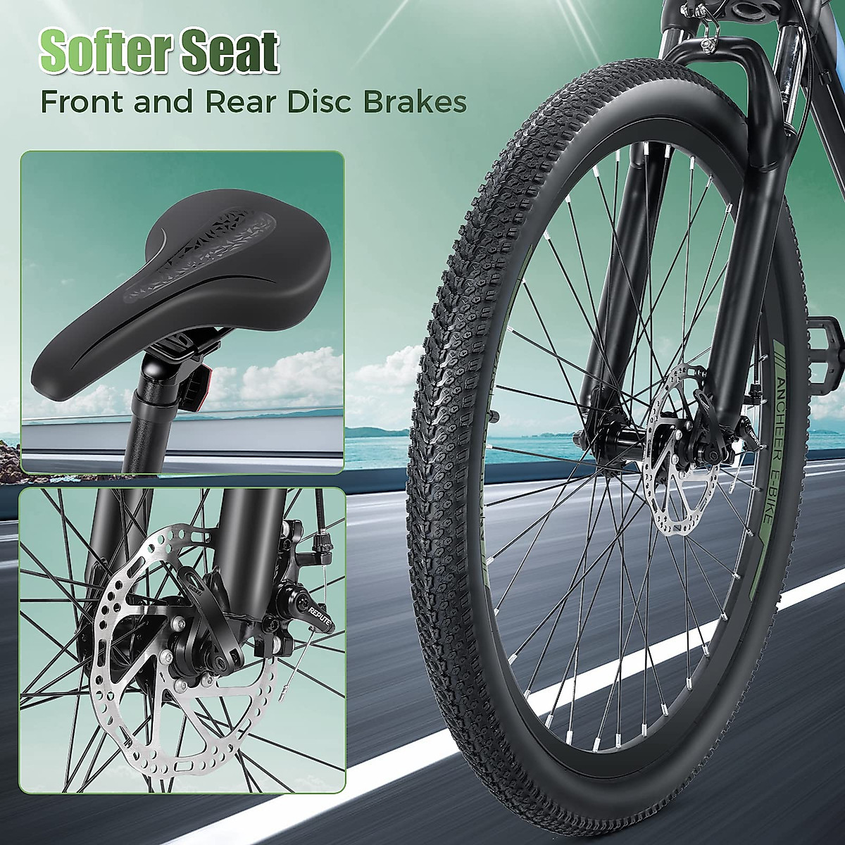 ANCHEER 27.5'' Electric Bike 500W(Peak 750W) Electric Mountain Bike, 55 Miles Range & 22 MPH, 3H Fast Charge, 48V/10.4Ah Removable Battery, Electric Bike for Adult 21 Speed Incl. Free Bike Lock