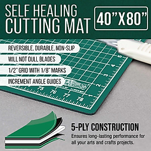 US Art Supply 40" x 80" GREEN/BLACK Professional Self Healing 5-Ply Double Sided Durable Non-Slip Cutting Mat Great for Scrapbooking, Quilting, Sewing and all Arts & Crafts Projects