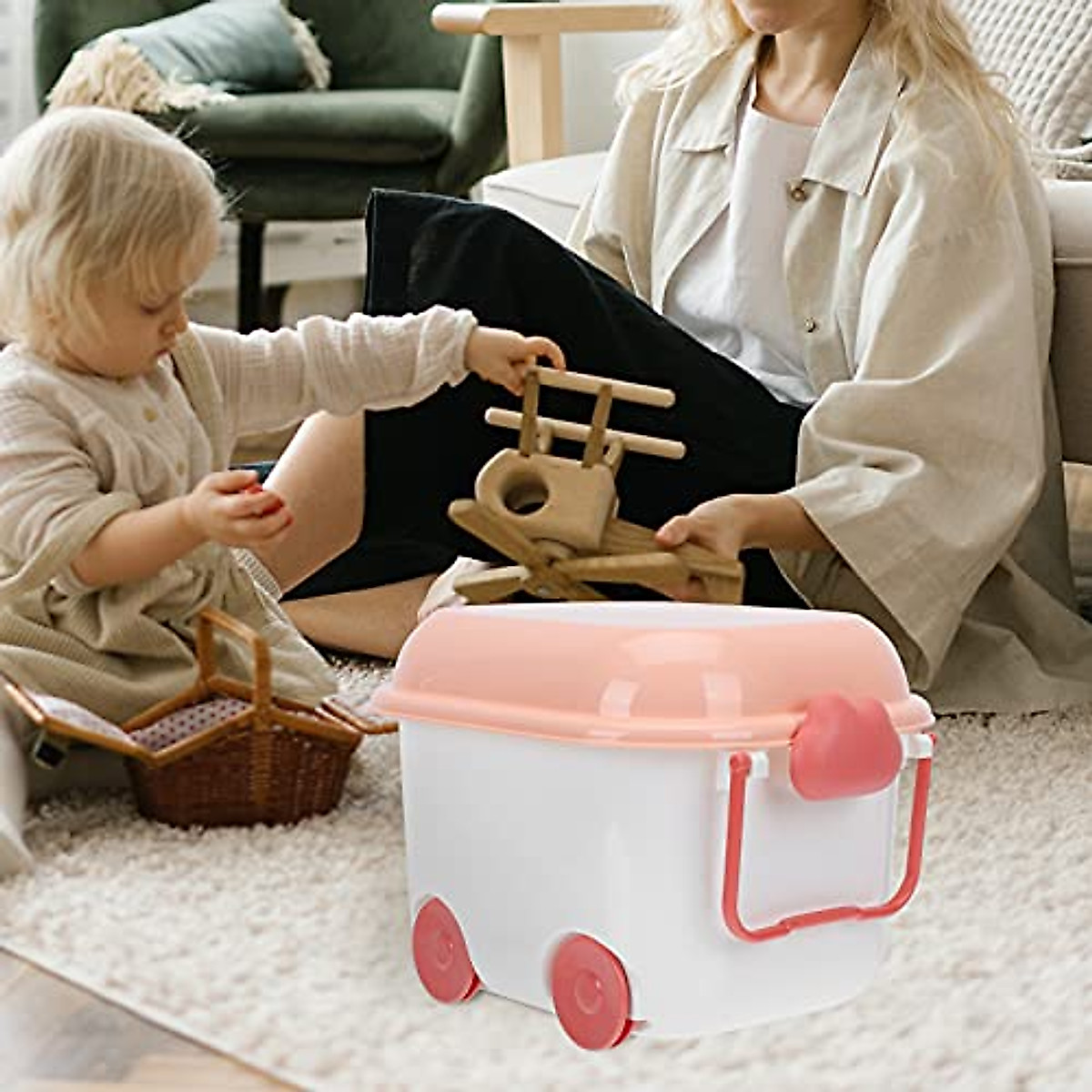 Cabilock Plastic Storage Basket Kids Toy Box rolling storage box toy storage bins storage basket bins with Wheel and Kids Toy Storage Bins