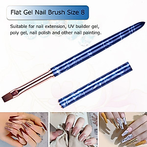 Ycyan 3Pcs Oval & Flat & Angled UV Gel Nail Brush Set, Professional Nail Art Design Brushes for Polygel UV Builder Gel Nails Extension
