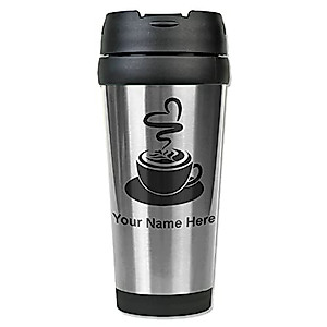 LaserGram 16oz Coffee Travel Mug, Cup of Coffee, Personalized Engraving Included (Stainless)