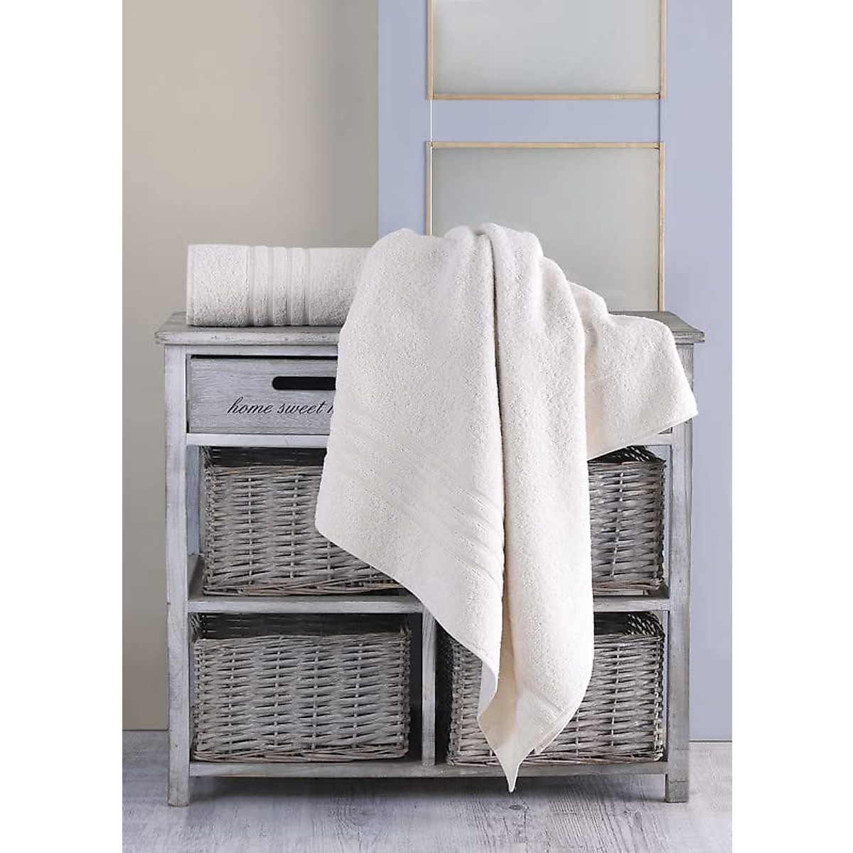 Hammam Linen Bath Sheet Towels 6 Pieces Bundle | Includes: 2 Luxury Bath Sheet Towels, 4 Hand Towels | Quality, Soft Towel Set | Sea Salt