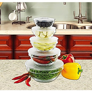 Home Basics Clear Glass Food Storage Containers with Plastic Lids (Clear Lids)