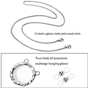 Glasses Holder Chain Loop Eyeglasses Necklace Ring for Women Reading Glasses Sunglasses Necklace for Men (Hand-beaded - Turquoise green)