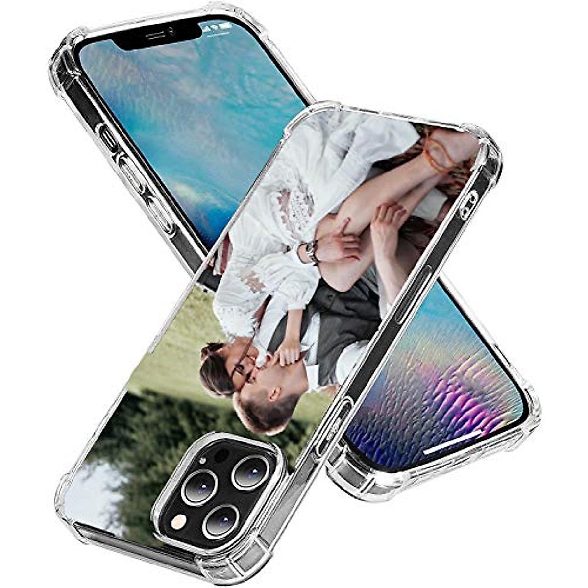 LYLBFOF Custom Personalized Picture Phone Case for iPhone 13 11 12 14 Pro Max X XR Xs Max 6 6s 7 8 Plus SE 2020 Anti-Scratch Shock-Resistant Soft Protective TPU Design Your Own Transparent