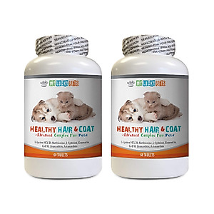 cat Skin and Coat Supplement - Pets Healthy Hair and Coat - Boost Immune System - Nail Health - Premium Complex - cat Mineral Supplement - 120 Treats (2 Bottles)