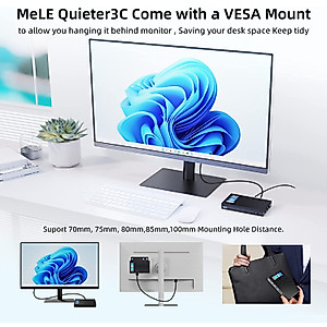 MeLE Mini PC, Quieter3C Fanless Mini Computer N5105 16GB 512GB Windows 11 Pro USB-C 4K Triple Display WiFi 6 BT5.2 Gigabit Ethernet Micro PC Support M.2 SSD on Business Industrial IoT Office Home