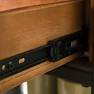 Leick Home 11262 Ironcraft Mantel Height Rustic Bookcase with Drawer Storage, 12" D x 30" W x 50" H, Mission oak/matte black