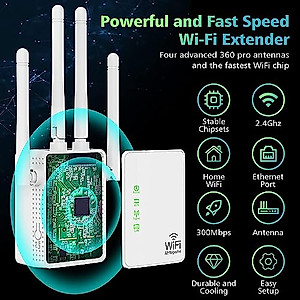 WiFi Extender Signal Booster Up to 5000sq.ft and 45 Devices, WiFi Range Extender, Wireless Internet Repeater, Long Range Amplifier with Ethernet Port, Access Point, 1-Key Setup, Alexa Compatible