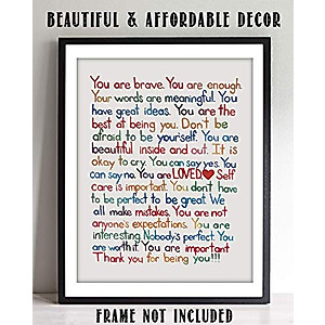 "You Are Enough-Loved-Important"- Inspirational Wall Art Print- 8 x 10" Ready to Frame. Motivational Wall Art-Home Décor- Office Décor. Perfect For Building Confidence in Children, Friends & Graduates