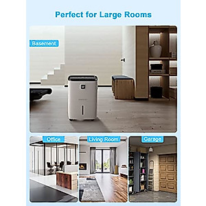 70 Pints Dehumidifiers for Home, VEAGASO 5,000 Sq.Ft Dehumidifier for Basement with Drain Hose, Large Room, Bathroom, Closet, Intelligent Humidity Control, 2023 Most Efficient, White