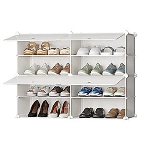 JOISCOPE Shoe Rack, 4 Tier 16 Pairs Shoe Storage Cabinet, Free Standing Shoe Shelf Organizer for Boots Slippers High Heels, for Closet Bedroom Hallway, Entryway