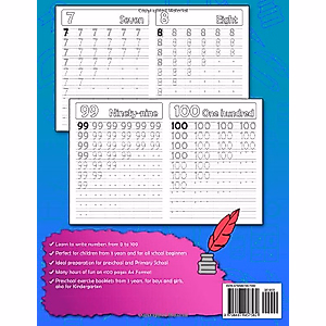 Number Tracing Book For Preschoolers 1-100: Learn To Write And Trace Numbers Workbook From 0 To 100 For Kids Ages 3-5 Year Old Learning Activities | ... & Girls (Handwriting Practice Collection)