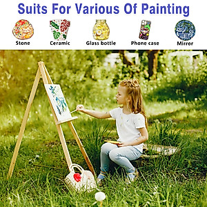 Colorful Acrylic Glass Paint Set with 6 Brushes, 1 Palette, 12 Colors Glass Paints for Wine Glass, Bulb, Waterproof Acrylic Enamel Paint Kit to Create Translucent Arts on Porcelain, Window & Ceramic