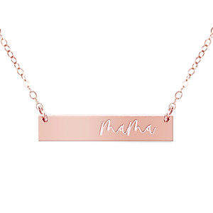 Zen & Zuri Mama Rose Gold Filled Bar Necklace, Mother's Day, Gift for Her, Mama Bear, Cute, Dainty Mom Jewelry