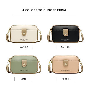 Mini Messenger Shoulder Handbag for Women Soft Vegan Leather Fashion Travel Wallet with Adjustable Strap - Black