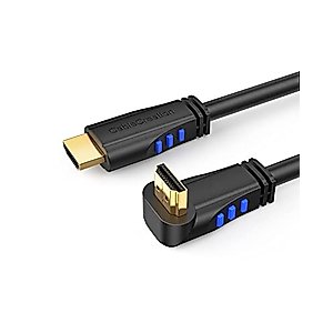 CableCreation 4K HDMI Cable, 6 Feet Upward Angle 270 Degree Vertical Right 4K HDMI Cable, Support 4K Ultra HD, 3D Video, Ethernet, Audio Return Channel, Black
