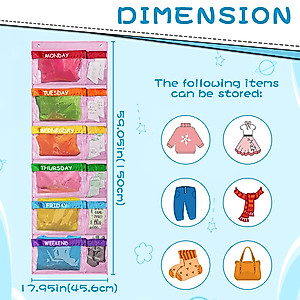 ABCKEY Rainbow Weekly Kids Clothes Organizer for Daily Activity,Portable Kids Clothes Storage White (Pink)