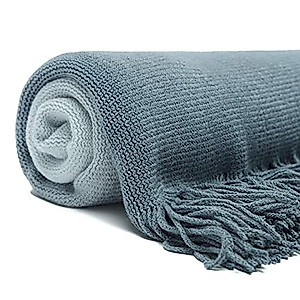 Chanasya Gradual Gradient Ombre Super Soft Acrylic Throw Blanket with Tassels - Warm Cozy Lightweight Fluffy Woven Blanket for Bed Sofa Chair Couch Living Bed Room Tan Sage Blanket(50x65 Inches) Lead