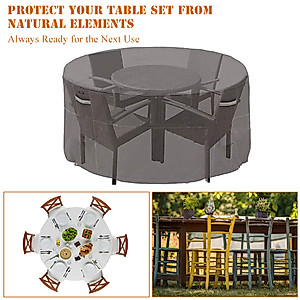Onlyme Patio Table and Chairs Cover Round, Outdoor Durable and Waterproof Furniture Set Covers, 90 inch