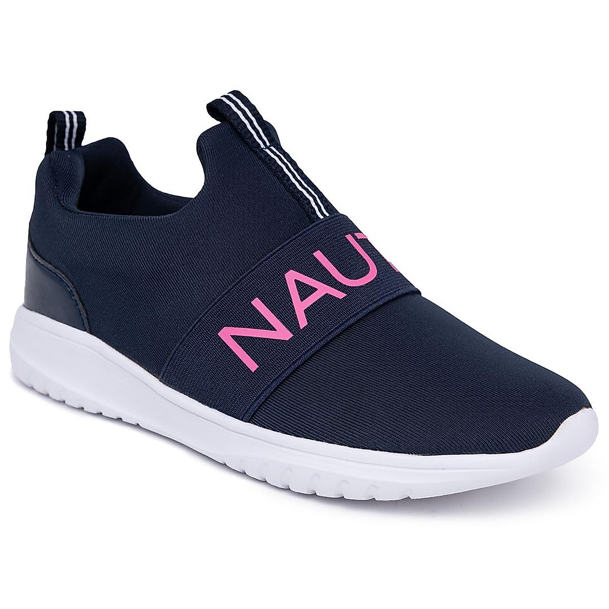 Nautica Kids Youth Athletic Fashion Sneaker Running Tennis Shoe Slip On- Boy - Girl Little Kid Big Kid-Canvey Youth-Navy Pink Size-2