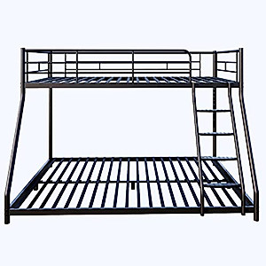 GRAYELL Metal Bunk Beds Twin Over Full Bunk Bed for Kids Teens Adults,Heavy Duty,CPC Certified,with Comfortable Rungs,No Box Spring Needed,Easy to Assemble,Black