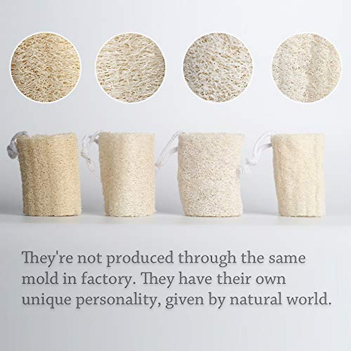 pisdoplop 4" Natural Loofah Exfoliating Body Sponge Scrubber for Skin Care in Bath Spa Shower Pack of 4